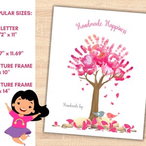 Valentine Handprint Craft for Kids, Pink Hearts Tree Art Love Keepsake ...