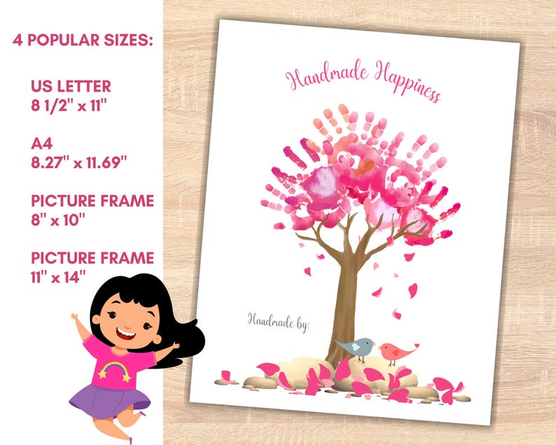 Valentine Handprint Craft for Kids, Pink Hearts Tree Art Love Keepsake ...