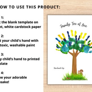 Family Tree Handprint Craft Keepsake for Kids, Grandparents Gift Idea ...