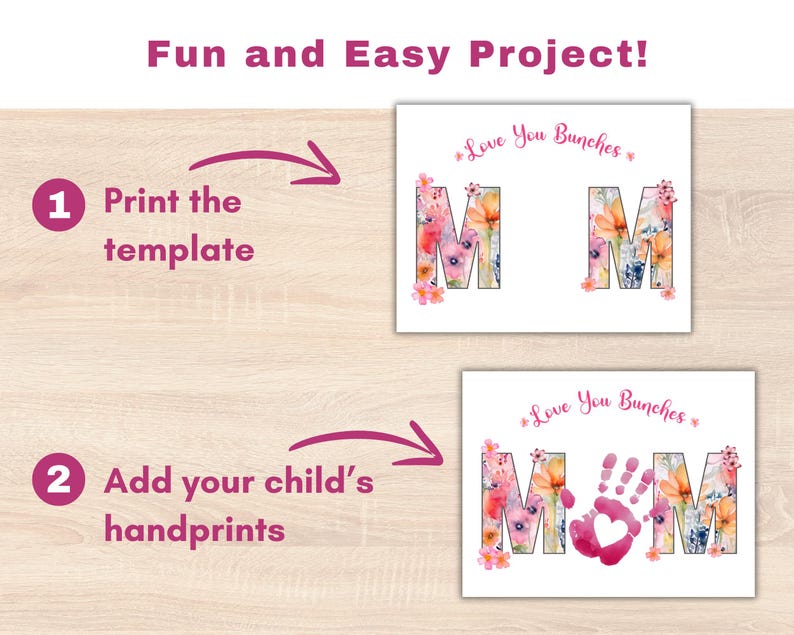 Mother's Day Handprint Craft for Kids, Gift for Mom Wall Art, Floral ...