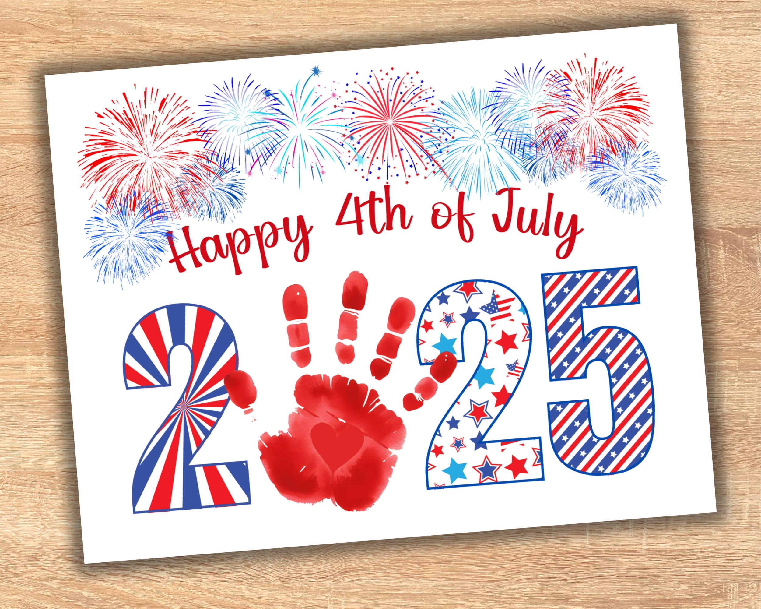 4th of July Handprint Craft Keepsake, Patriotic Fourth Handprint Art ...