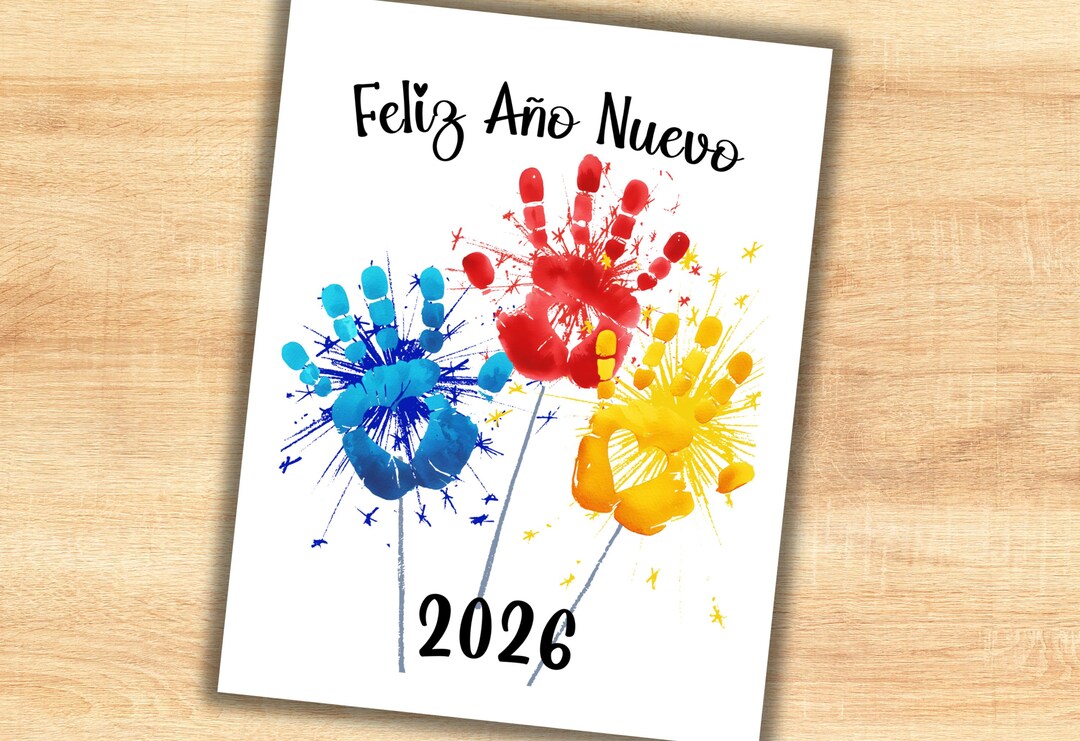 Feliz Año Nuevo NEW YEAR'S Handprint Craft for Kids, Spanish Keepsake ...