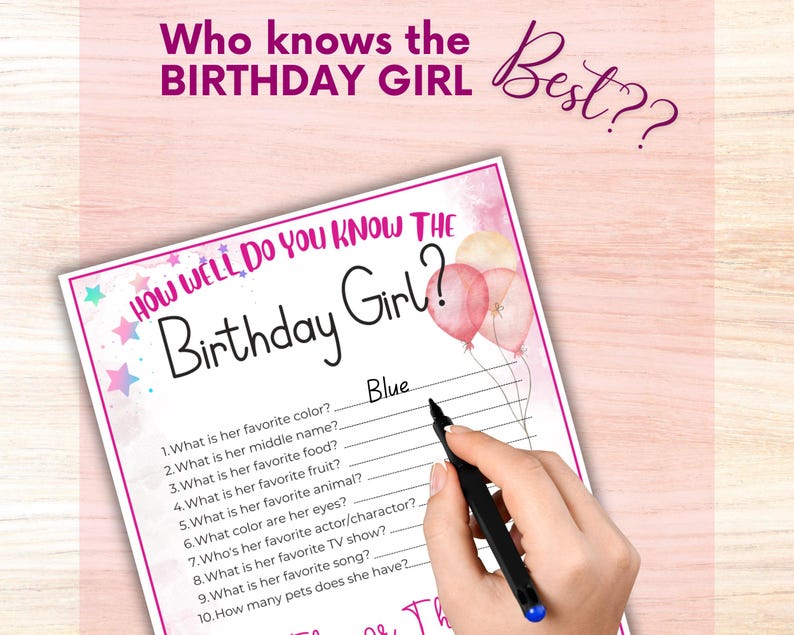 How Well Do You Know the Birthday Girl Party Game, Who Knows the ...