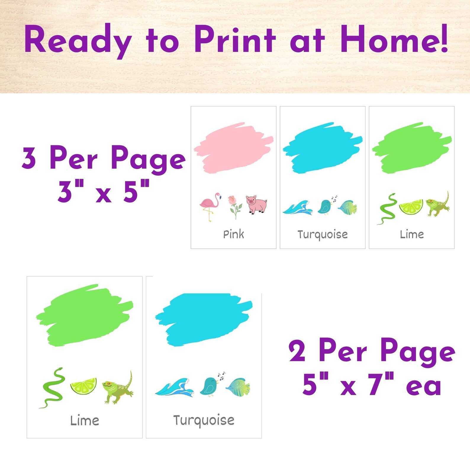 Colors Flashcards for Kids Education, 12 Color Cards Montessori ...