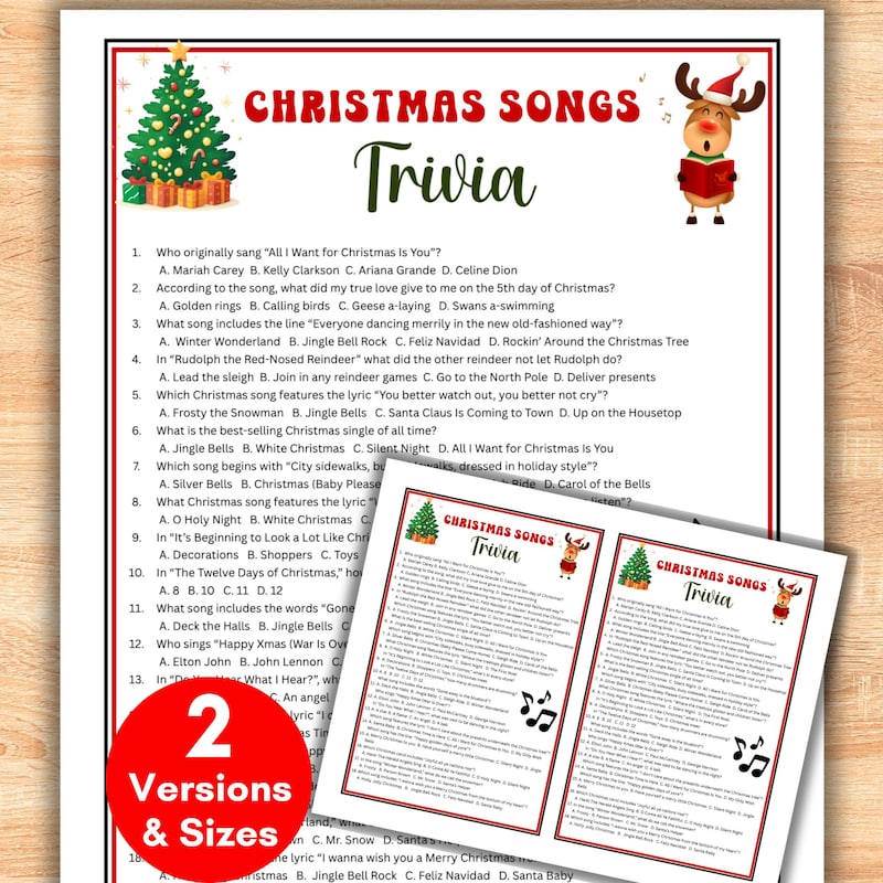Pop Song Christmas Trivia - Etsy