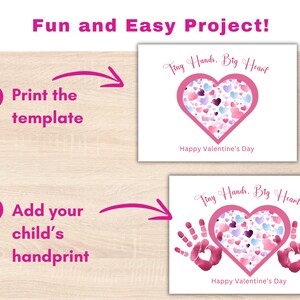 Valentine Handprint Craft for Kids Keepsake, HEART Hand Print Activity ...