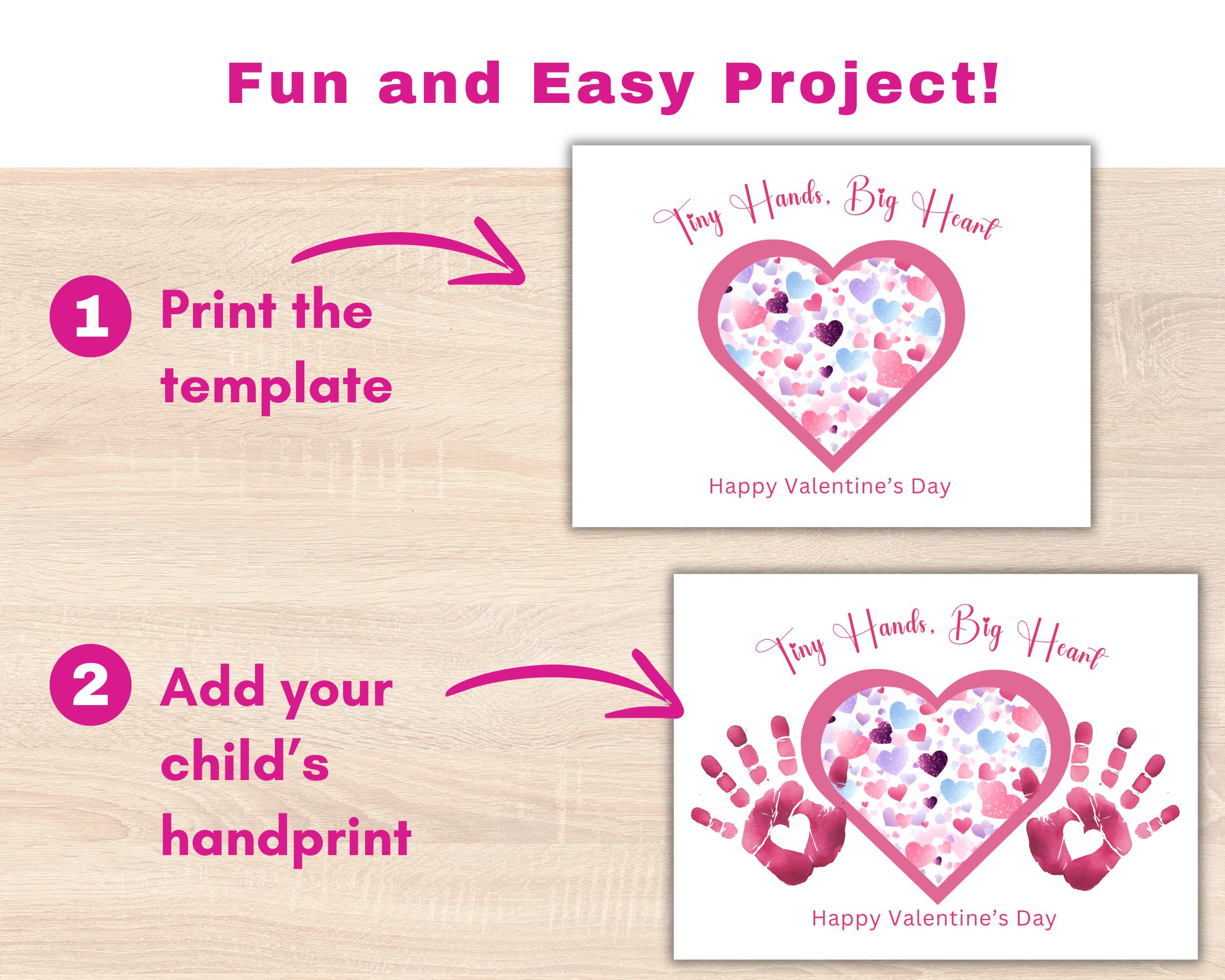 Valentine Handprint Craft for Kids Keepsake, HEART Hand Print Activity ...