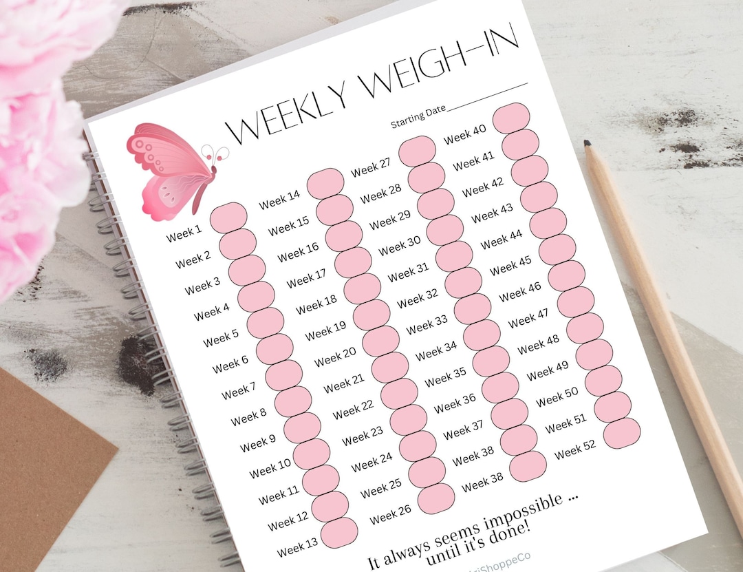 Weight Loss Tracker Printable Chart, Weightloss Journal, Pounds Lost ...