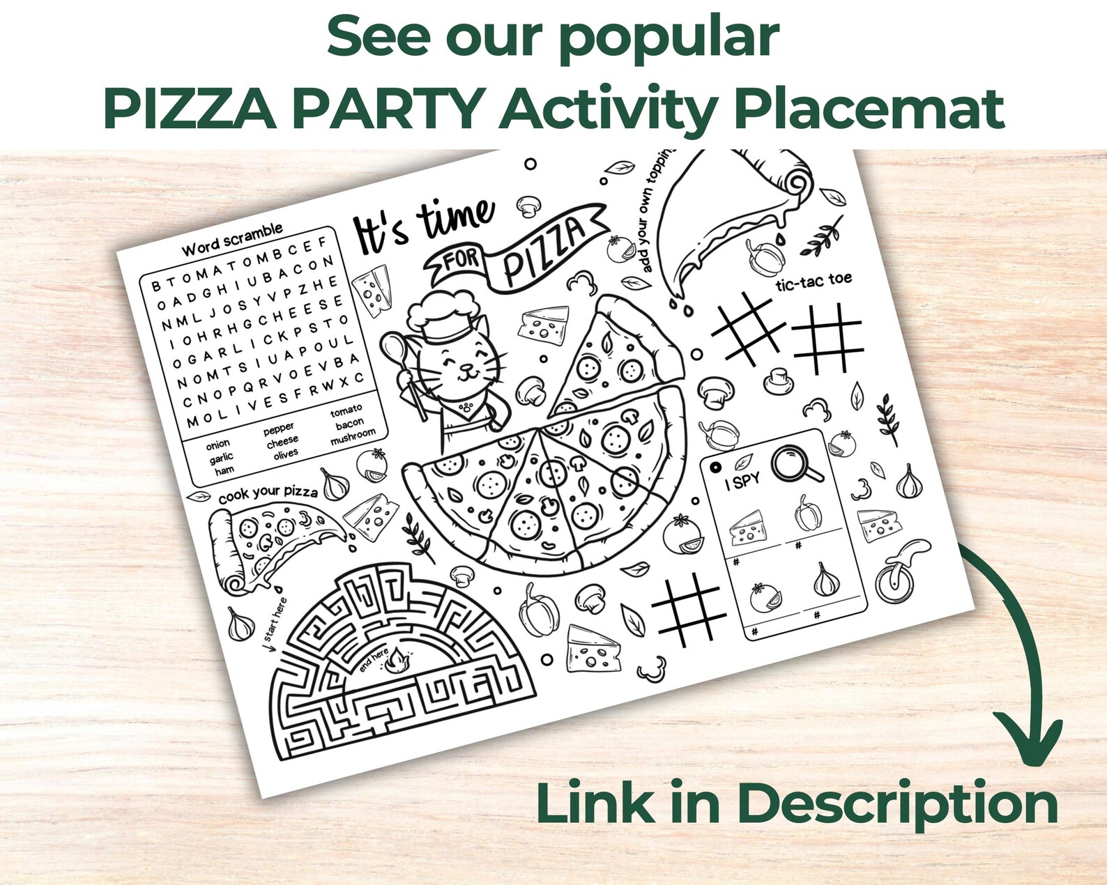 Coloring Placemats for Kids HALLOWEEN Printable, Tic Tac Toe Maze Seek ...