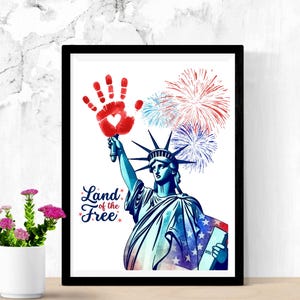 Patriotic 4th of July Handprint Craft Keepsake, Memorial Day Statue of ...