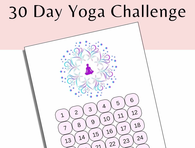 30 Day Yoga Challenge Printable Tracker Chart STAY MOTIVATED - Etsy