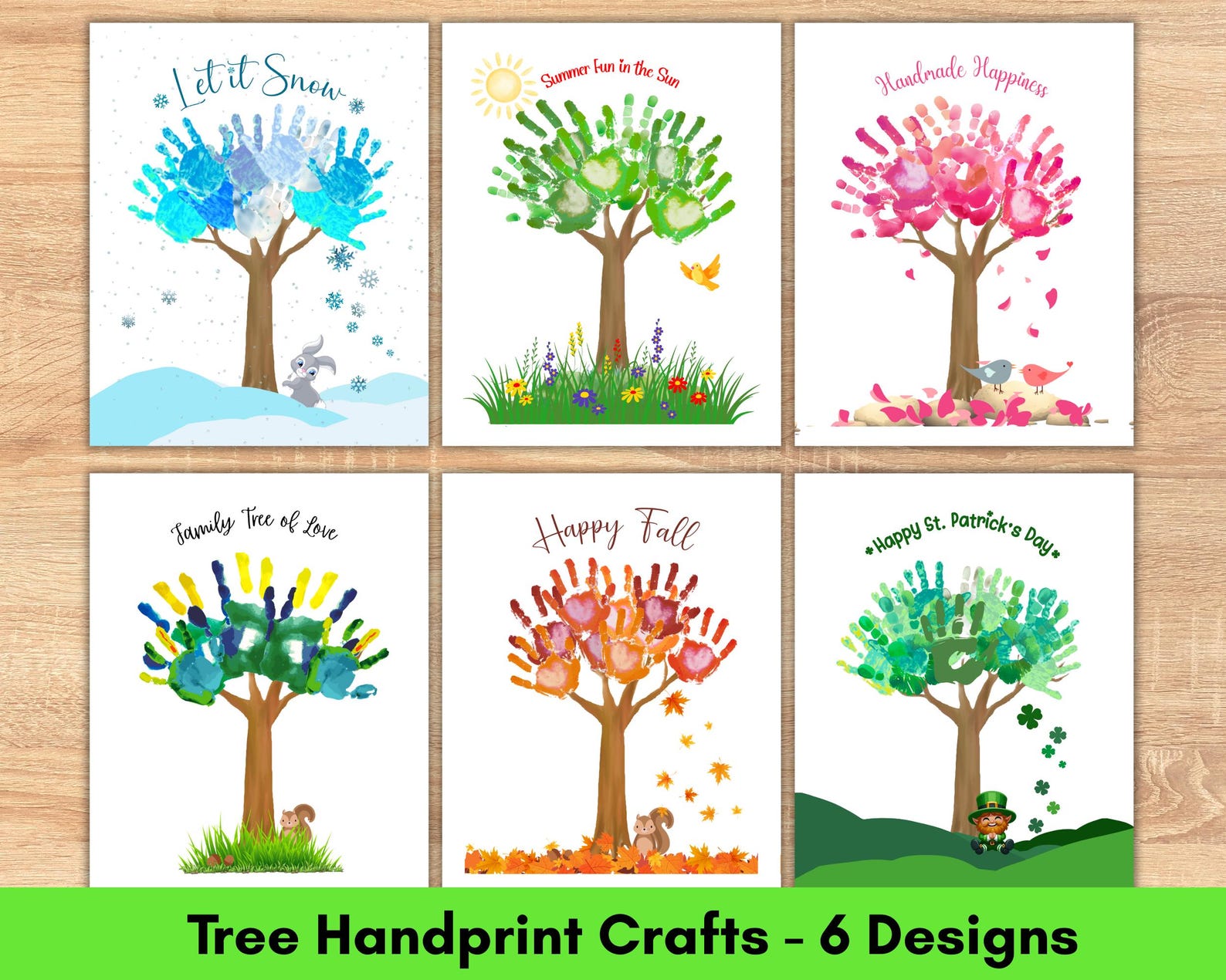 Handprint Art for Kids Bundle, Seasons Trees Holiday Craft, Baby ...