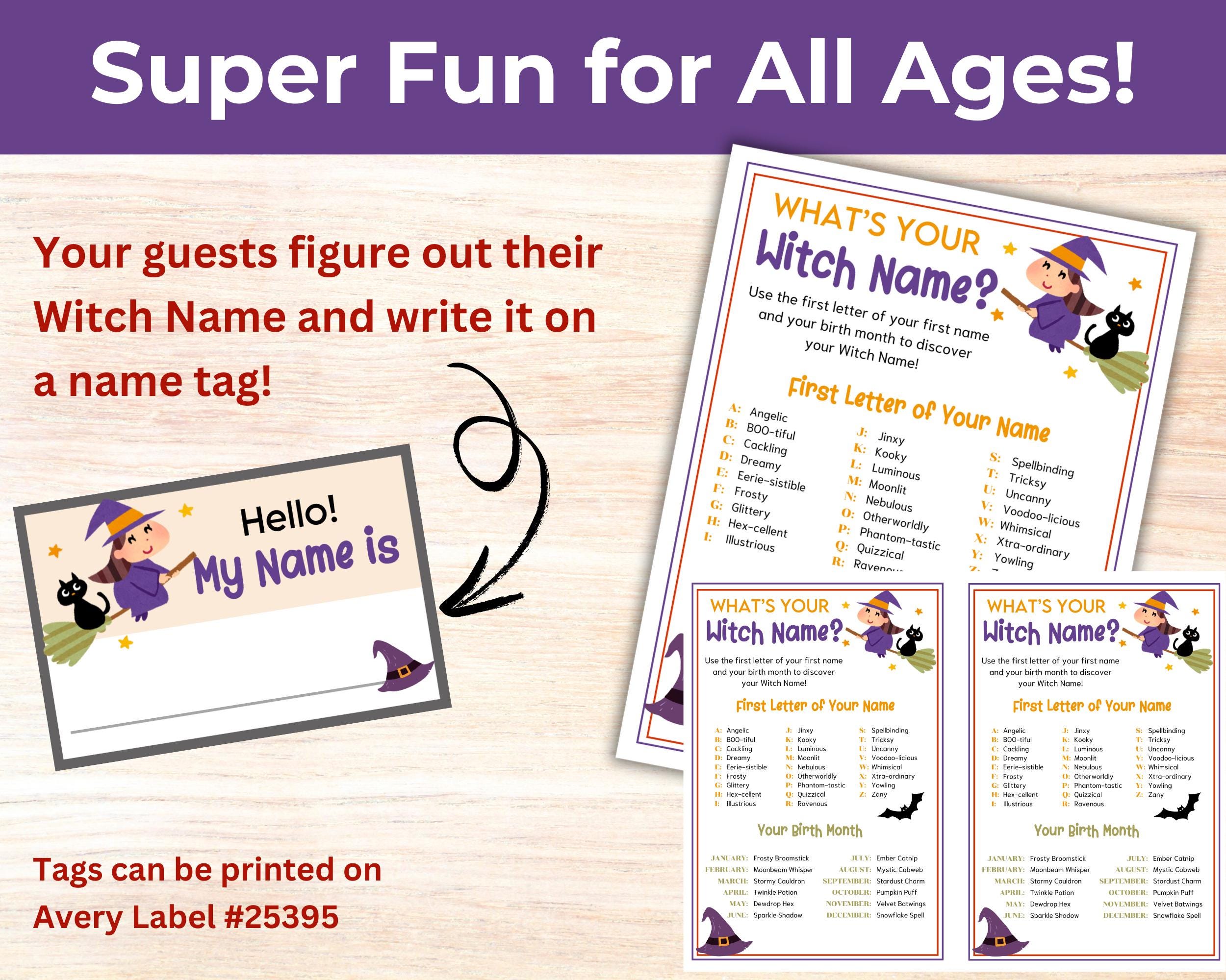 What's Your WITCH Name Game Printable, Halloween Family Activity for ...