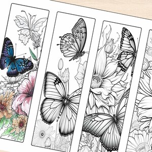 Coloring Bookmarks Butterfly and Flowers to Color for Adults and Teens ...