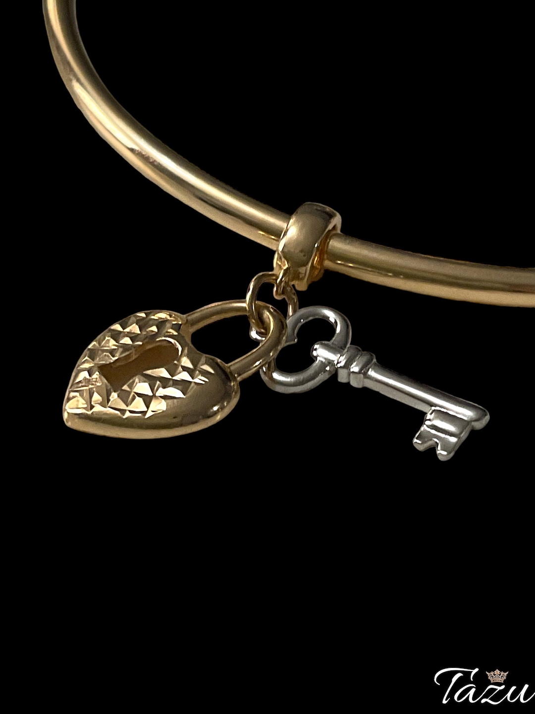 14 K Gold Heart and Key Charm for Pandora Bracelets - Etsy