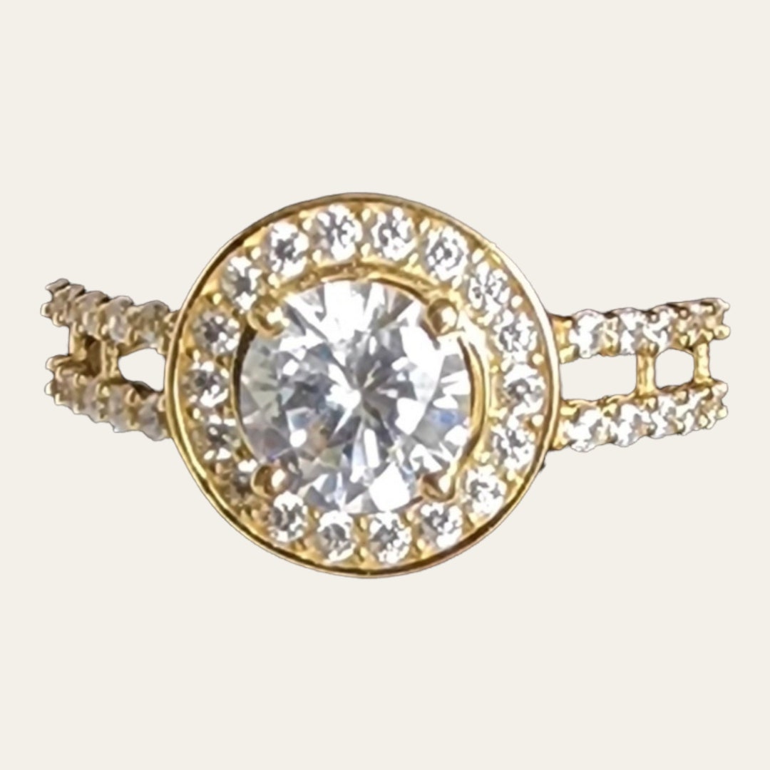 Elegant CZ Engagement Ring 10k Gold Size 7 - Etsy