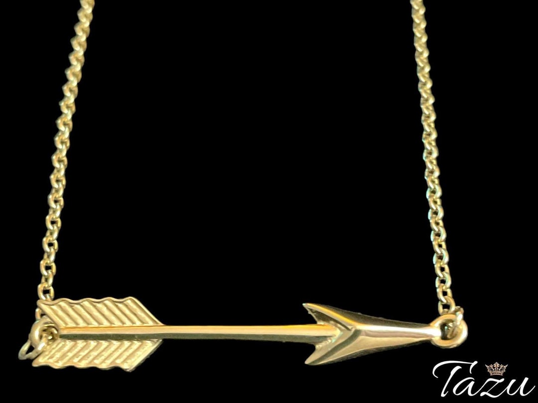 14K Real Gold Arrow Necklaces - Etsy