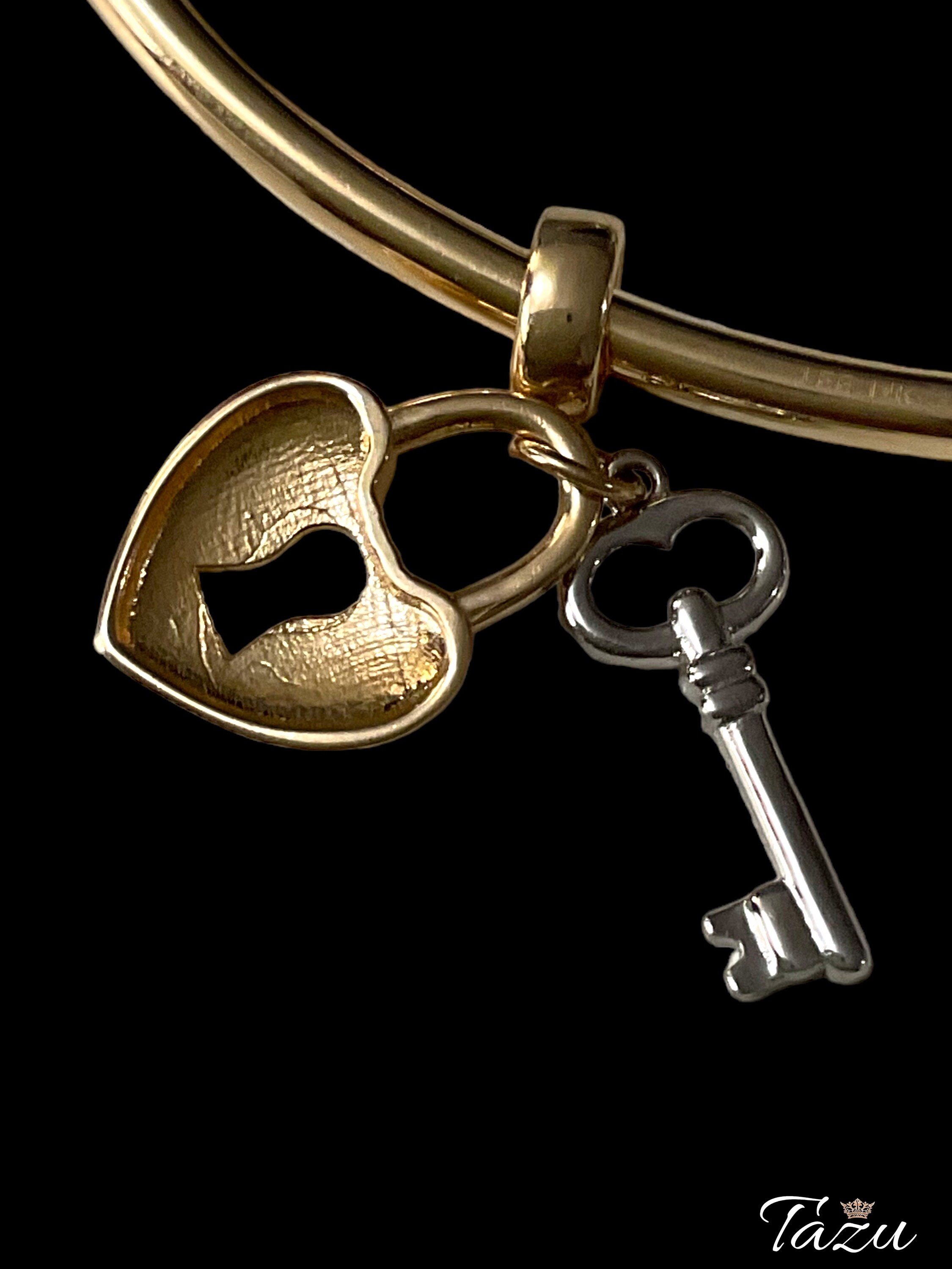 14 K Gold Heart and Key Charm for Pandora Bracelets - Etsy