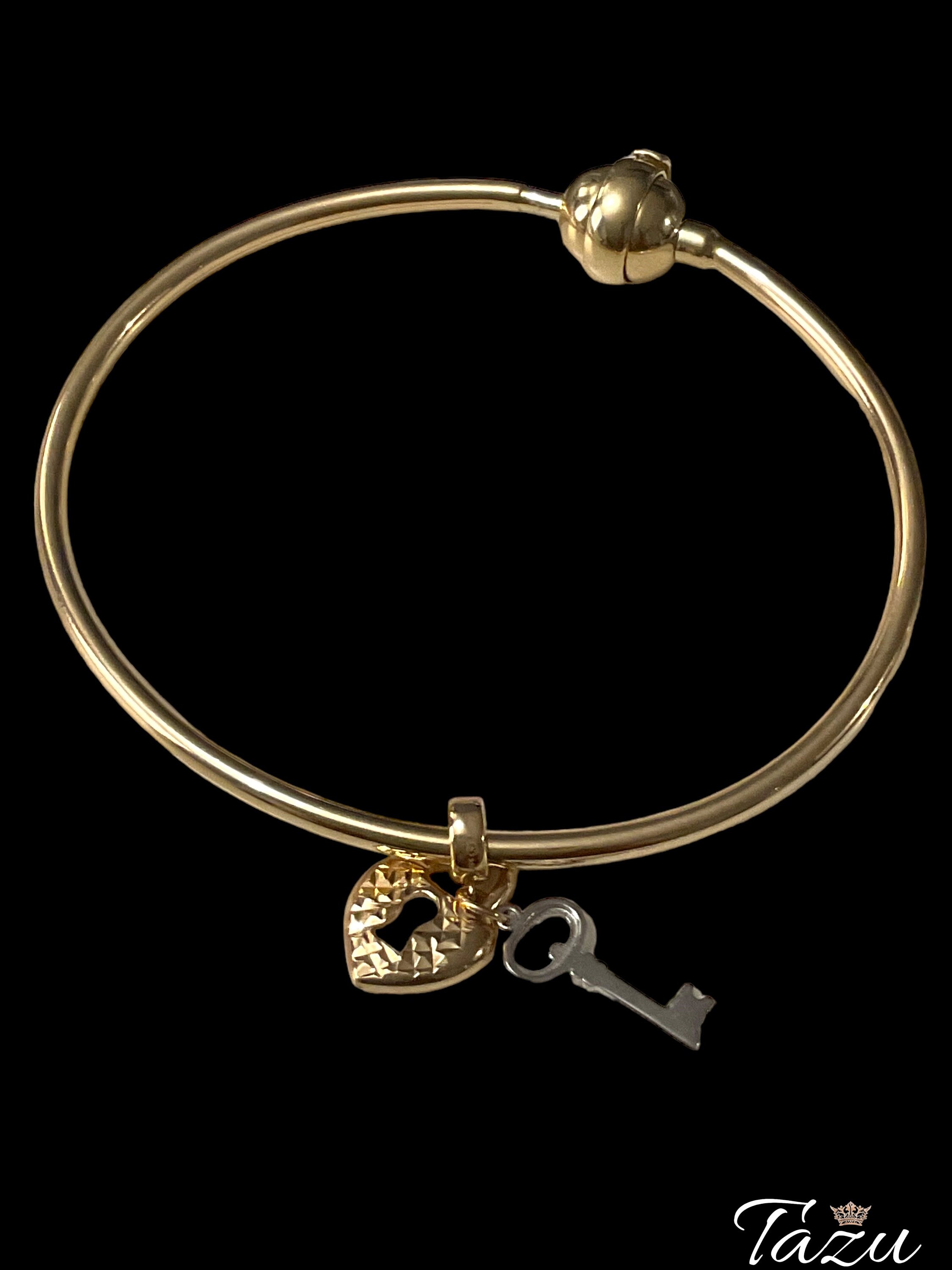 14 K Gold Heart and Key Charm for Pandora Bracelets - Etsy