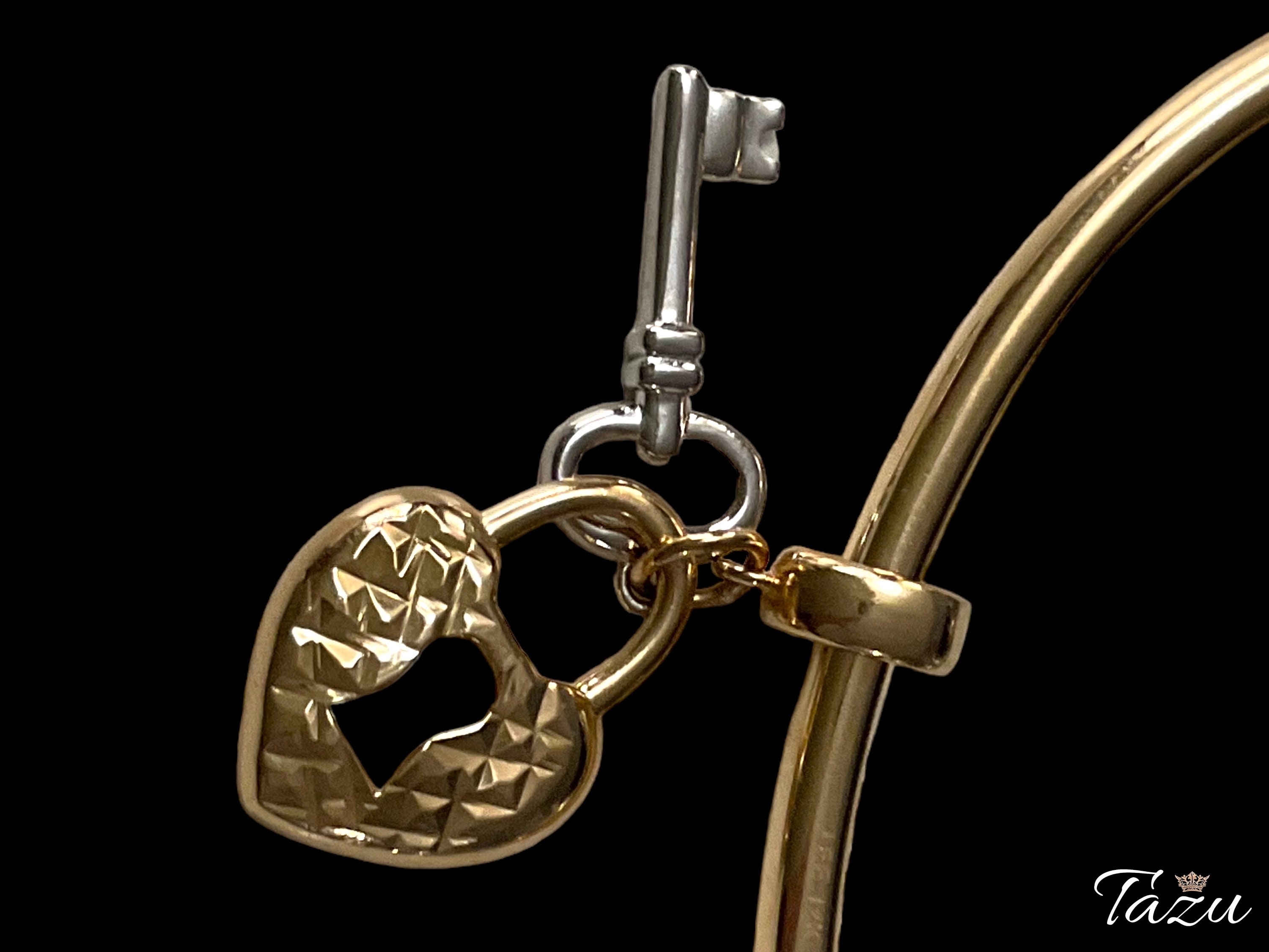 14 K Gold Heart and Key Charm for Pandora Bracelets - Etsy