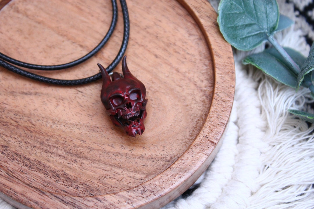 Oni Skull Keyring/charm/necklace Handmade Handpainted Gift - Etsy UK