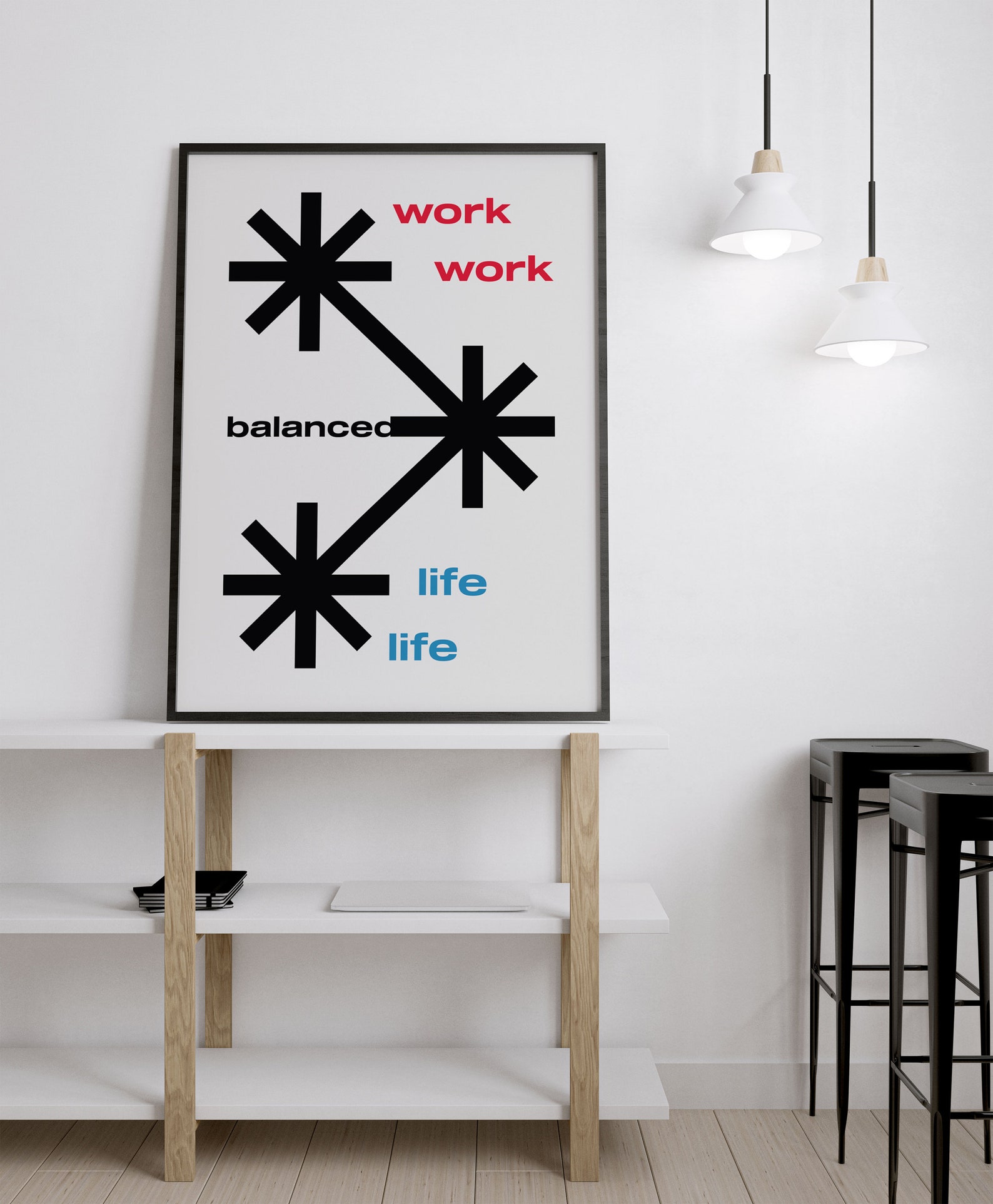 Work & Life Balanced Typography Poster, Work From Home Art ...