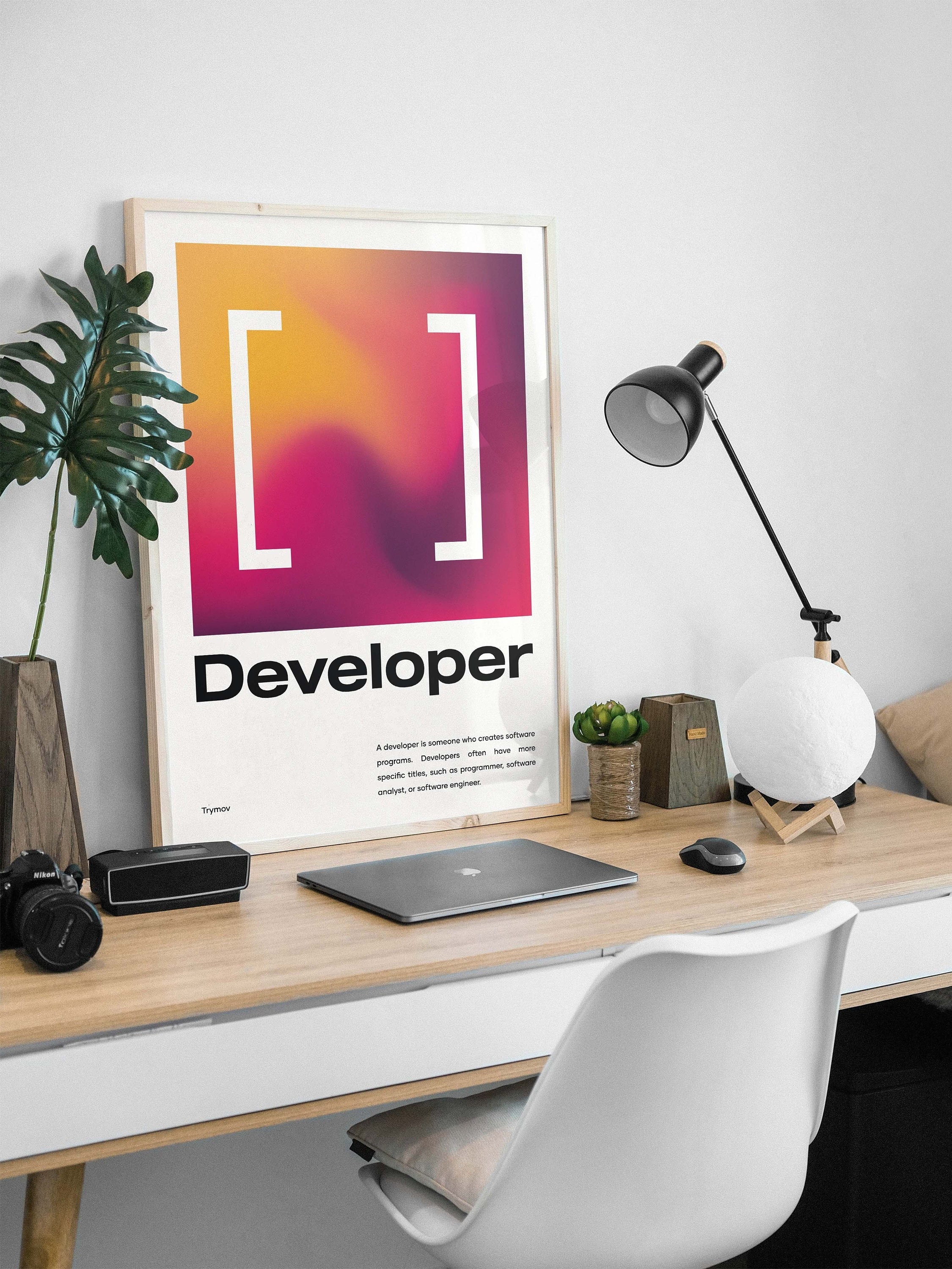 Developer Definition Printable, Minimal Gradient Poster, Work Room ...