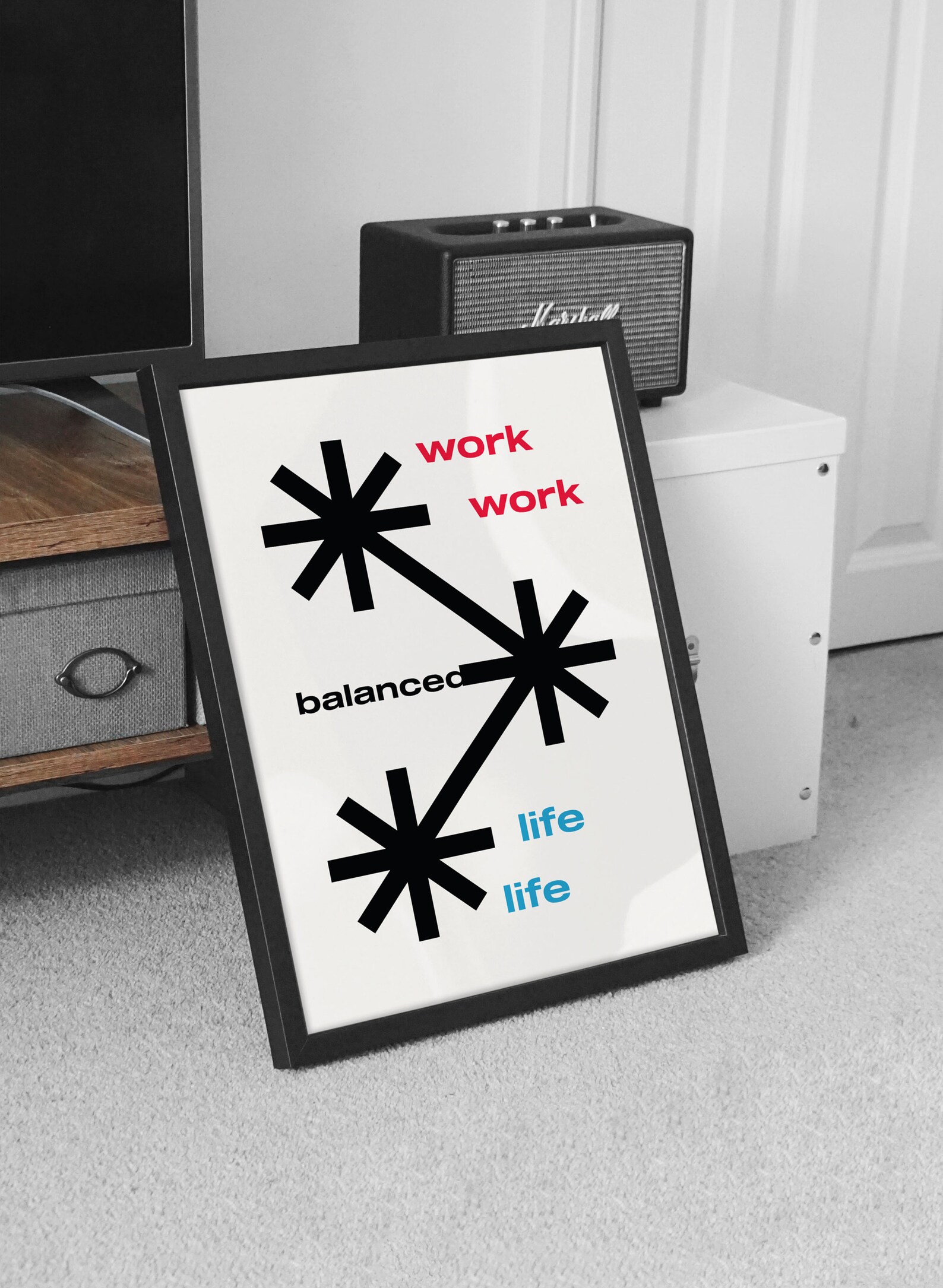 Work & Life Balanced Typography Poster, Work From Home Art ...