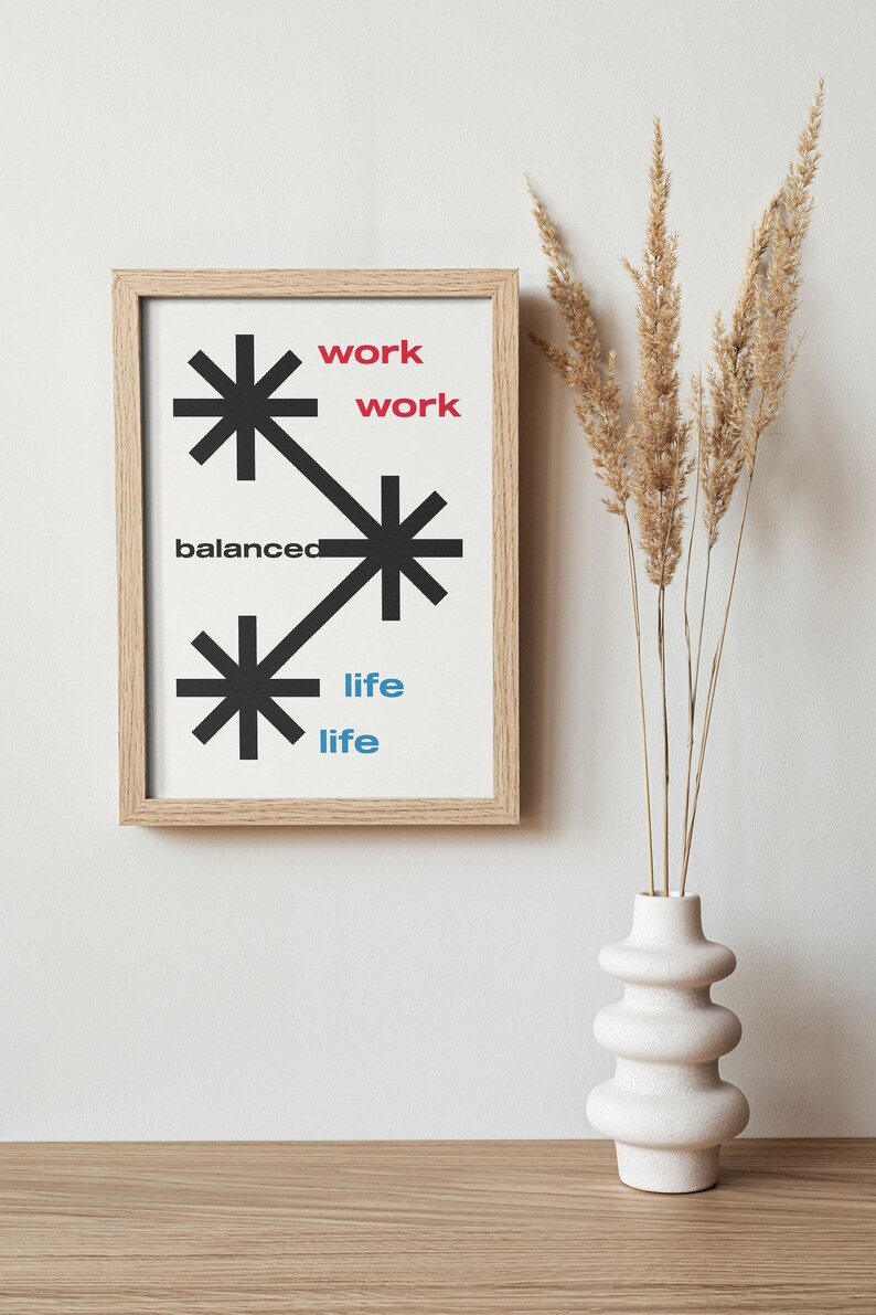 Work & Life Balanced Typography Poster, Work From Home Art ...