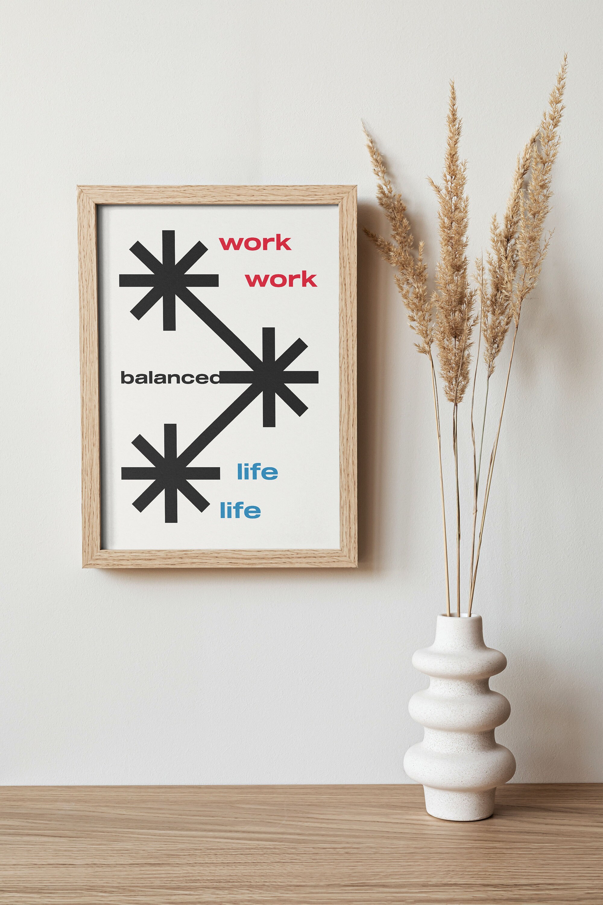 Work & Life Balanced Typography Poster, Work From Home Art ...