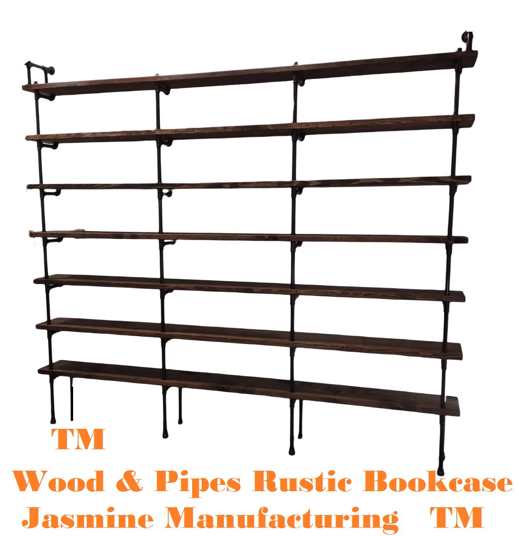Rustic Bookcase, Modern Shelve, Iron Pipe Shelf, Wall Unit ...