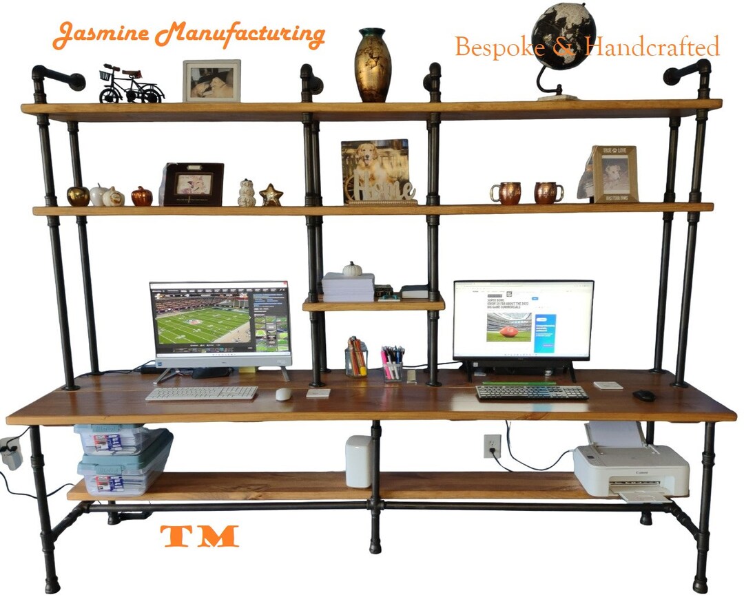 Computer Shelf/desktop 5 Solid Wood Planks, Free Stand, With Shelf ...