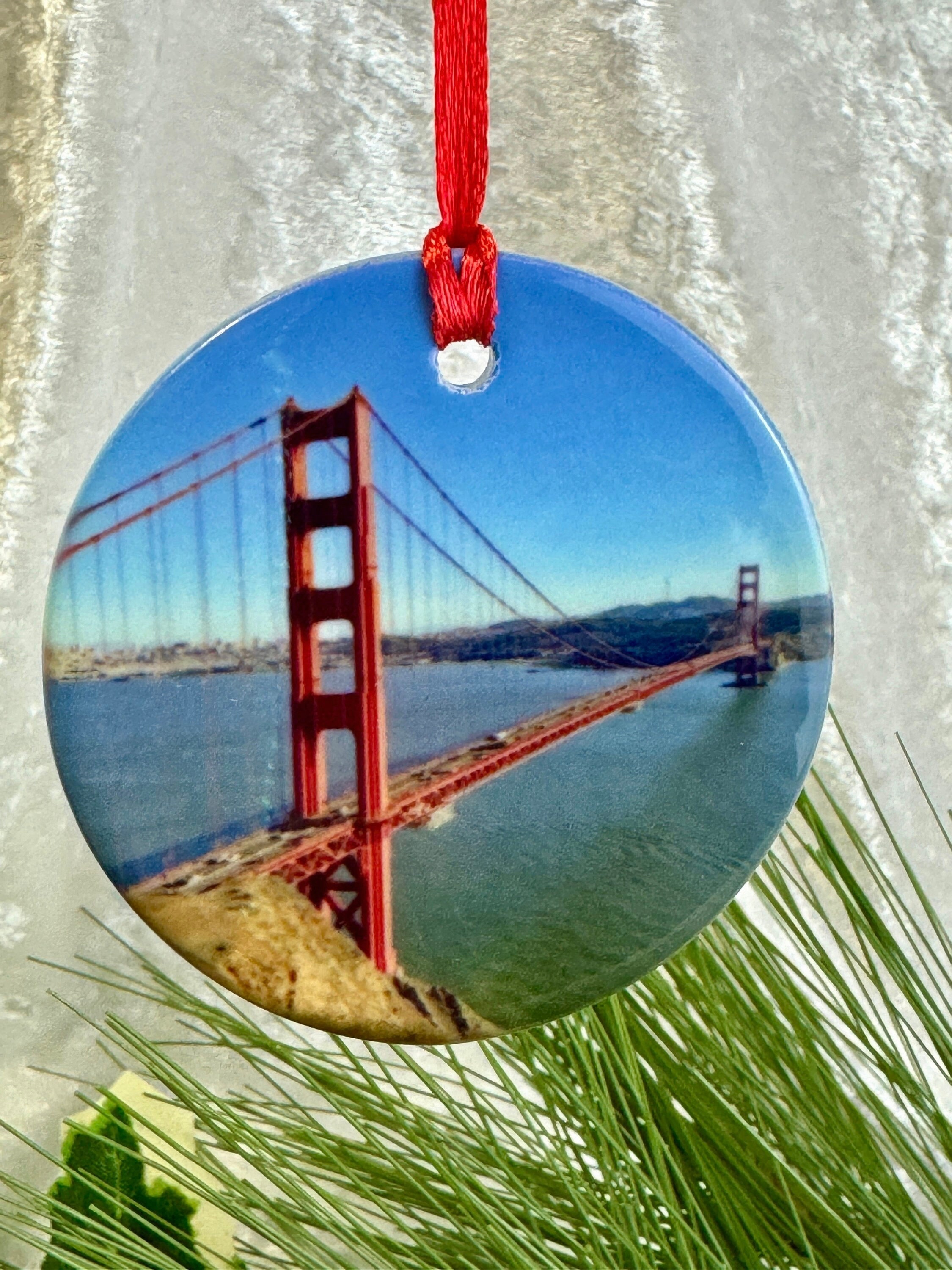 Golden Gate Bridge Ceramic Christmas Ornament: San Francisco Landmark ...
