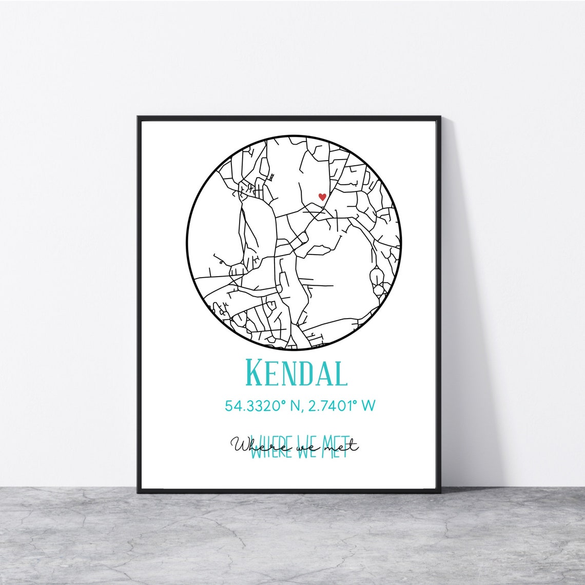 Where We Met Map, Location Wall Art, Personalised Map, Anniversary Map ...