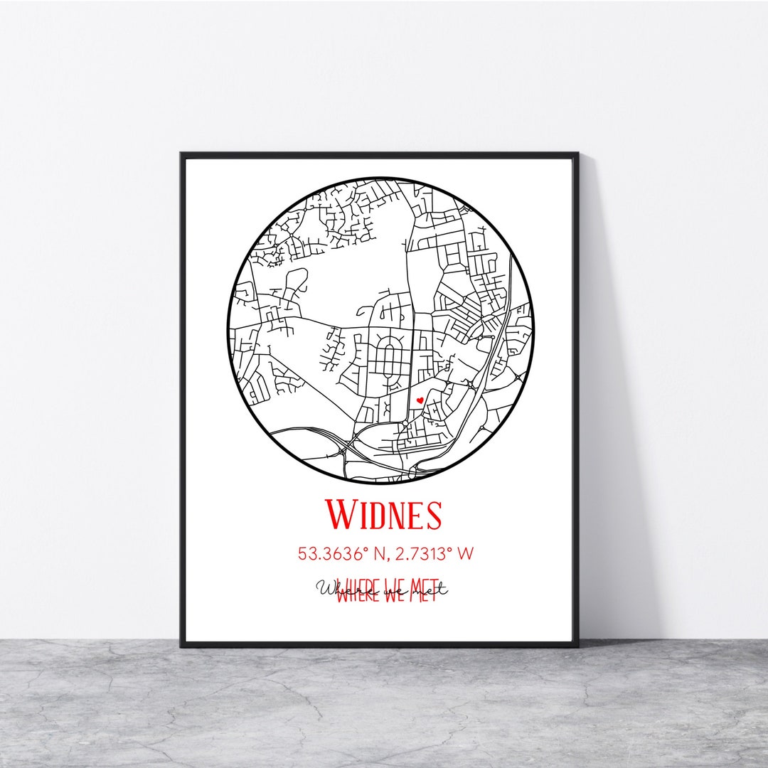 Where We Met Map, Location Wall Art, Personalised Map, Anniversary Map ...