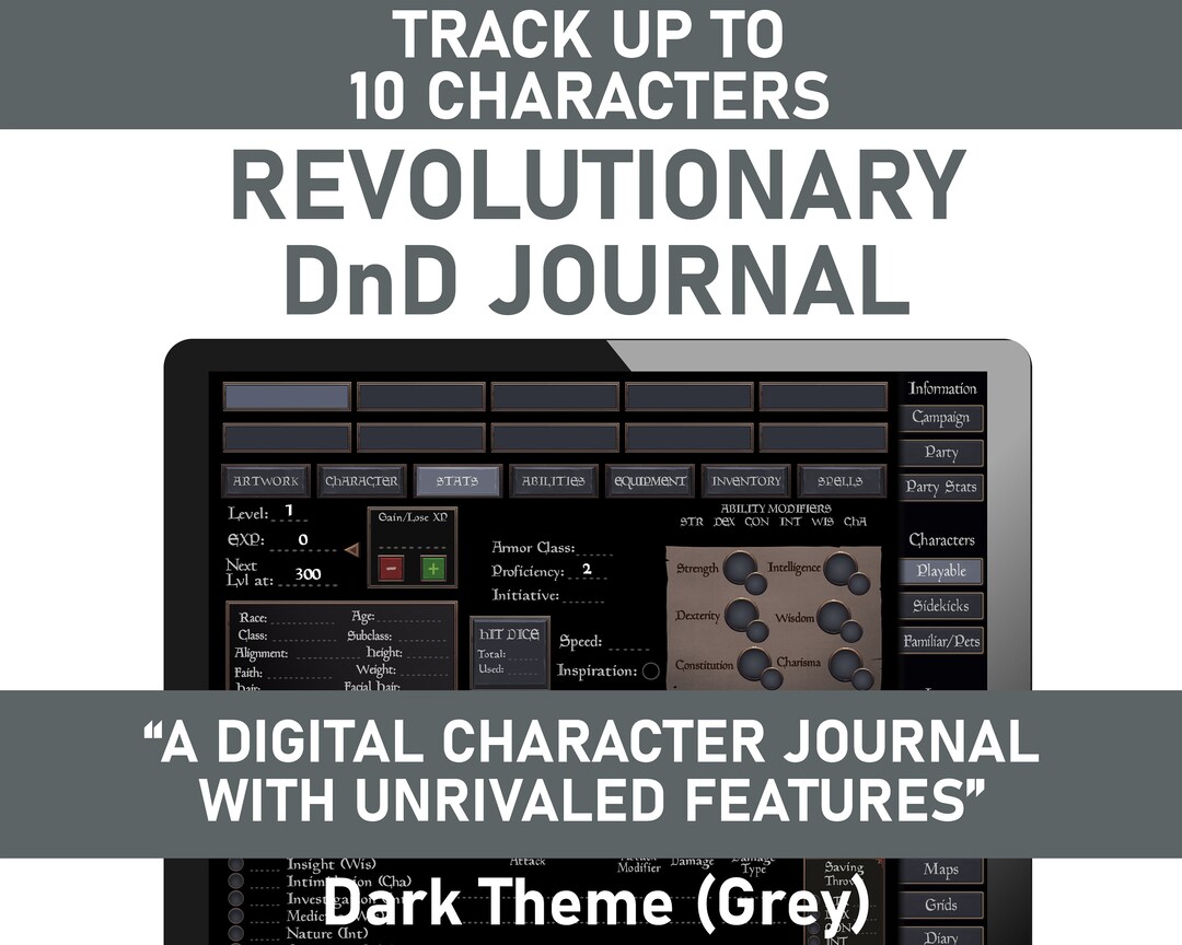 Digital Dnd Campaign Tracker, Dungeons and Dragons 5e Player Notebook ...