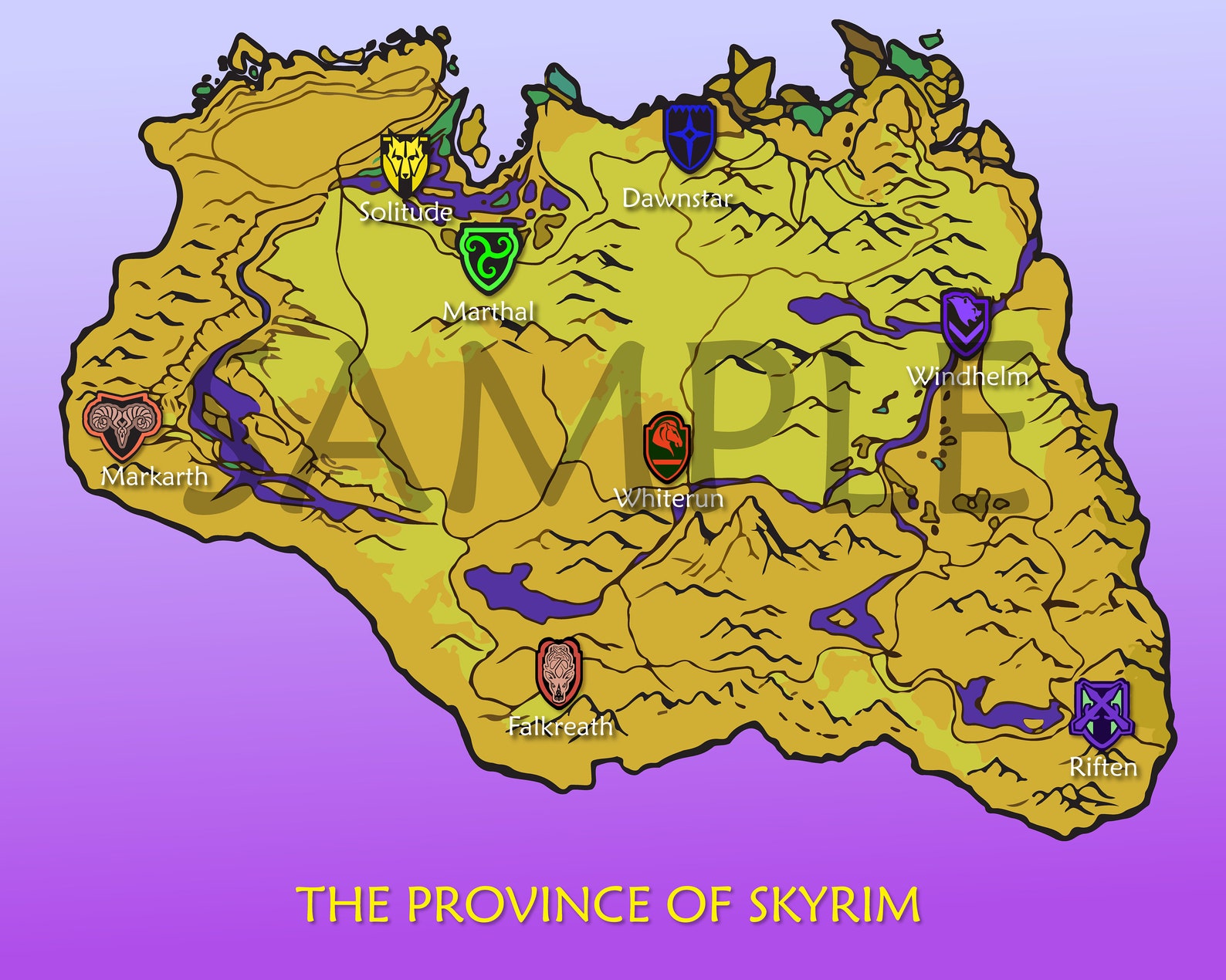 SKYRIM MAP in SVG Format Digital Download Elder Scrolls - Etsy Canada