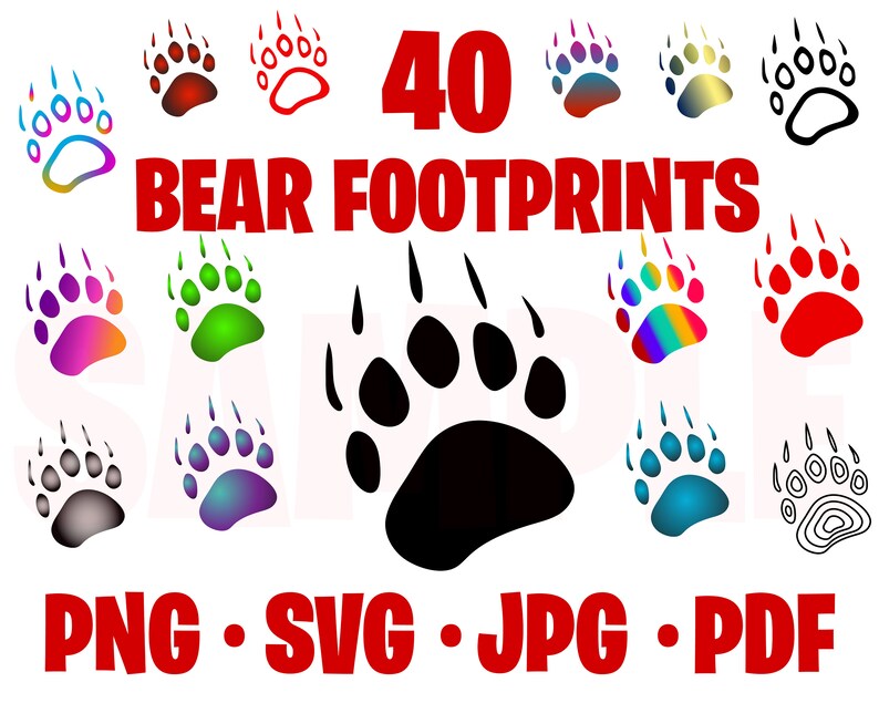 Bear Paw SVG Png Pdf Jpg Bear Paw Print Vector Art Bear Claw - Etsy