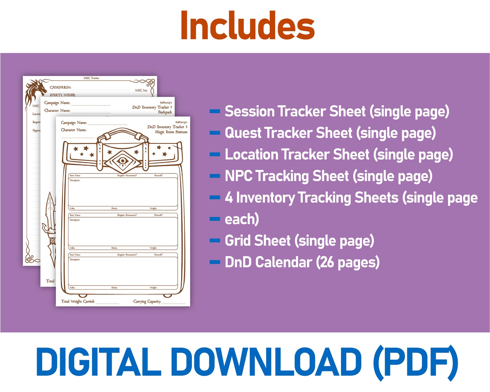Printable Dnd Tracking Sheets: Campaign & Quest Tracker (digital Pdfs ...
