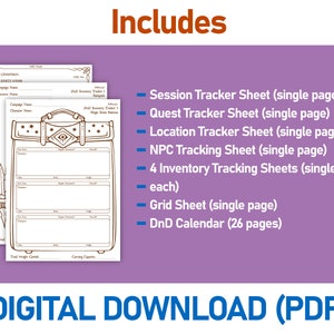 Printable Dnd Tracking Sheets: Campaign & Quest Tracker (digital Pdfs ...