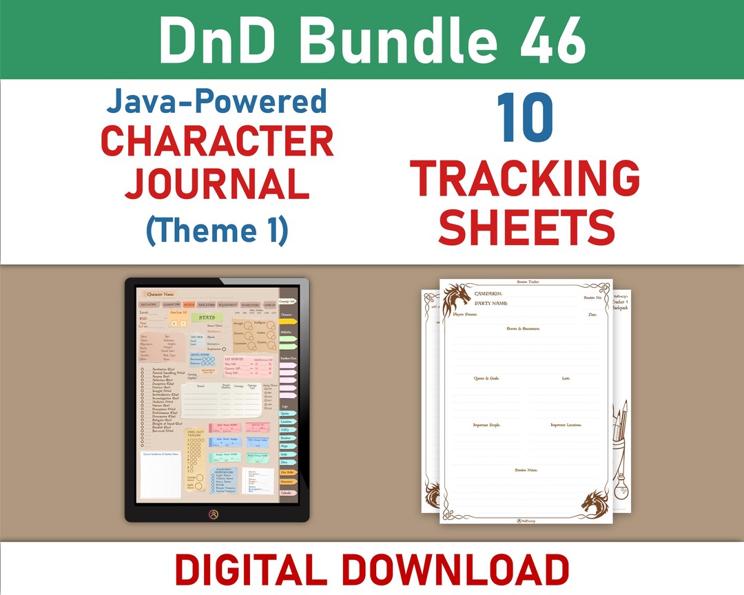 Dnd 5e Character Journal & Tracking Sheets Bundle (digital Download) - Etsy