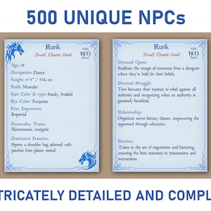 Dnd NPC Cards Digital Download, Printable Dnd NPC Cards Bundle ...