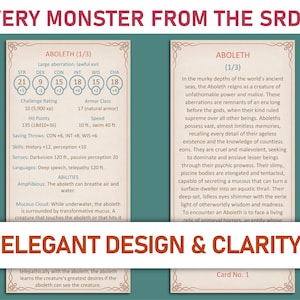 Printable Dnd Monster Cards Bundle: SRD5.1 Collection (PDF) - Etsy
