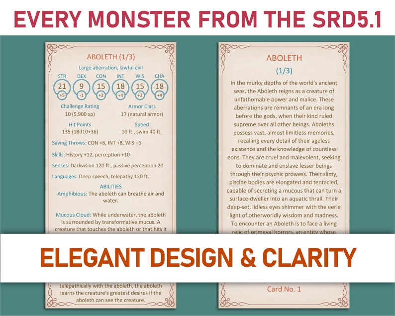 Printable Dnd Monster Cards Bundle: SRD5.1 Collection (PDF) - Etsy