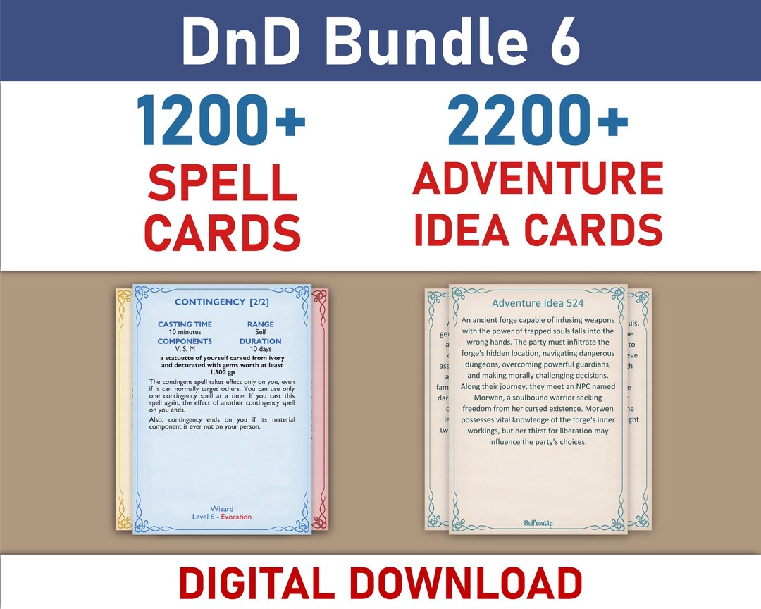Dnd Spell & Adventure Idea Cards Bundle (digital Download) - Etsy