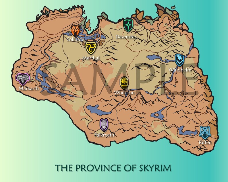 SKYRIM MAP in SVG Format Digital Download Elder Scrolls - Etsy UK
