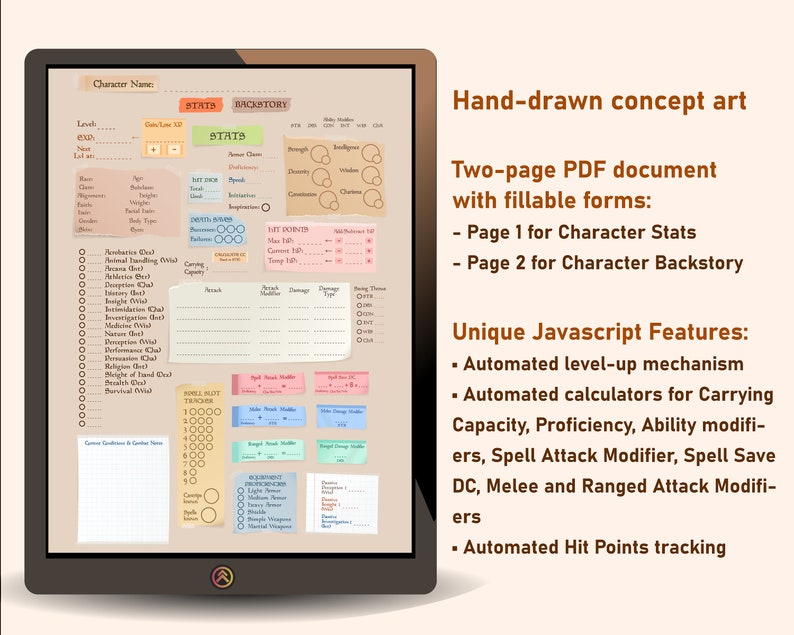 Digital Dnd Character Sheets Dungeons and Dragons 5e - Etsy