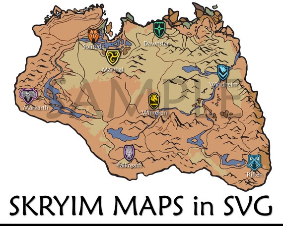 SKYRIM MAP in SVG Format Digital Download Elder Scrolls - Etsy UK