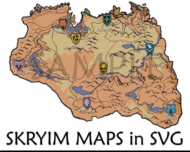 SKYRIM MAP in SVG Format Digital Download Elder Scrolls - Etsy