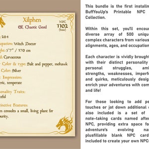 Dnd NPC Cards Digital Download, Printable Dnd NPC Cards Bundle ...